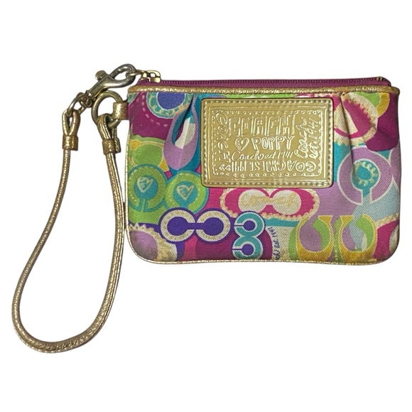Coach | Bags | Coach Poppy Signature Multicolored Wristlet | Poshmark